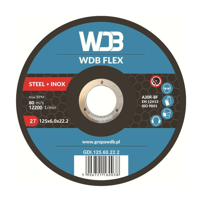 Tarcza do zdzierania stali + INOX 230 × 6,0 × 22 WDB FLEX - HOMENO